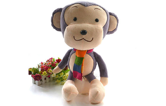 Jouets mous superbes de peluche de tissu de singe mignon, petits animaux bourrés de singe