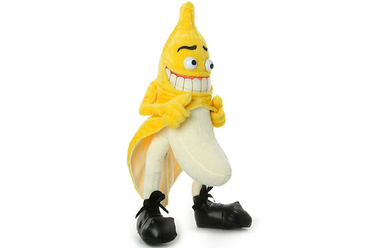 La grande coutume escroc drôle jaune de banane a bourré les poupées remplissantes d'édredon de polyester de jouets