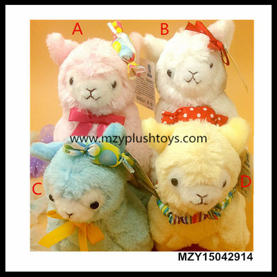 le bel alpaga de style de sucrerie de 17cm bourré joue des jouets d'alpaga avec des jouets d'animaux de peluche de sucrerie