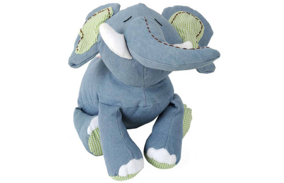 Stuffed animal African elephant denim toys cowboy  10 "retro style