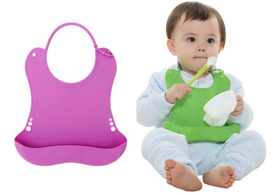 Unique Easy Washable Silicone Blank Baby Bibs With Plastic Backing , Personalized