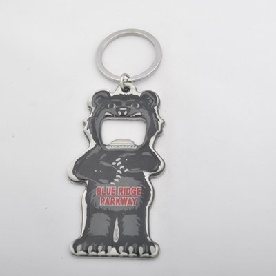 bear shaped bottle opener keychains with epoxy custom logo