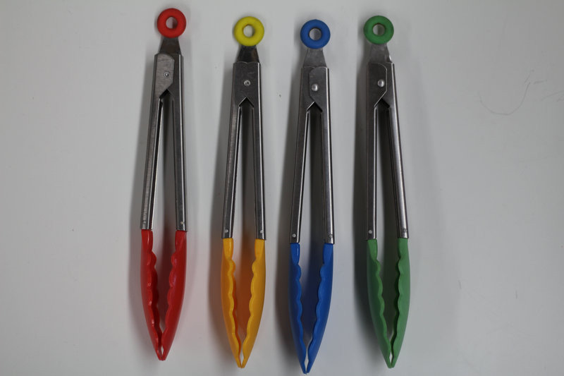 Barbecue Kitchen Products , Stainless Steel Tongs Metal With Nylon Head