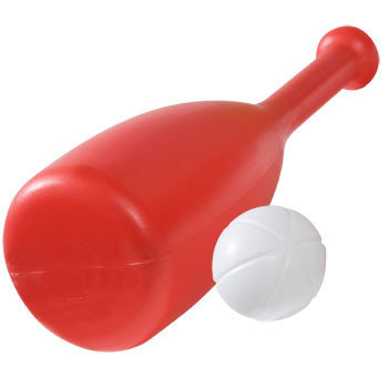 La mini batte de baseball et boule en plastique rouges ont placé 14" batte et 3" diamètre