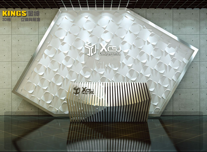 Red / White Office PVC 3D Textured Wall Panels Commercial Decoration Wall Art Stickers
