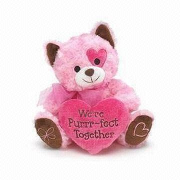 Plush Bear Holding a Heart, Valentine Day's Gift Toy, Made of Soft Plush, Available in Many Styles