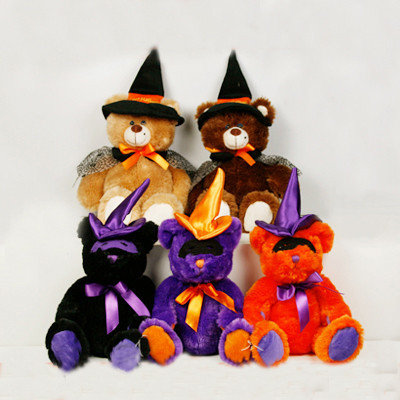 Jouets bourrés noirs et oranges d'ours de nounours de Halloween pour la partie de Halloween