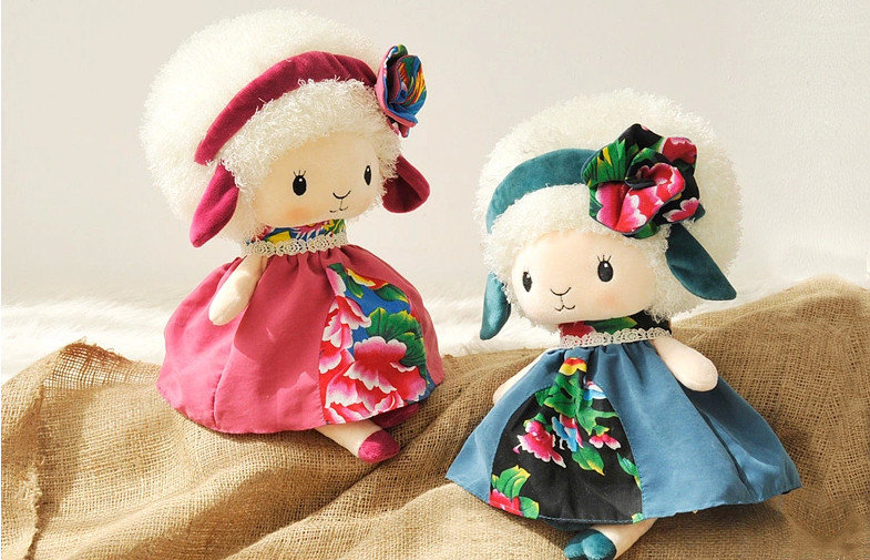 Custom beautiful unique funny studded plush toys for kids festival gift 8" White sheep