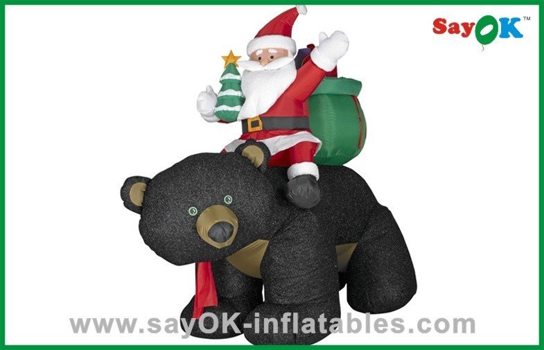 Christmas Santa Snowman Inflatable Christmas Decoration With Gift And Black Bear