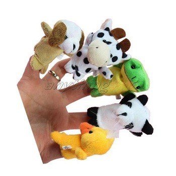 SUR la marionnette animale biologique de doigt de la bande dessinée 10x la peluche joue des poupées de faveur de bébé d'enfant