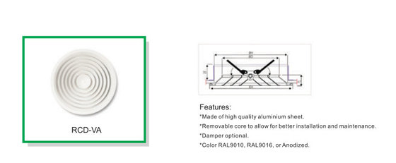 aluminum air diffuser round ceiling diffuser with damper hvac