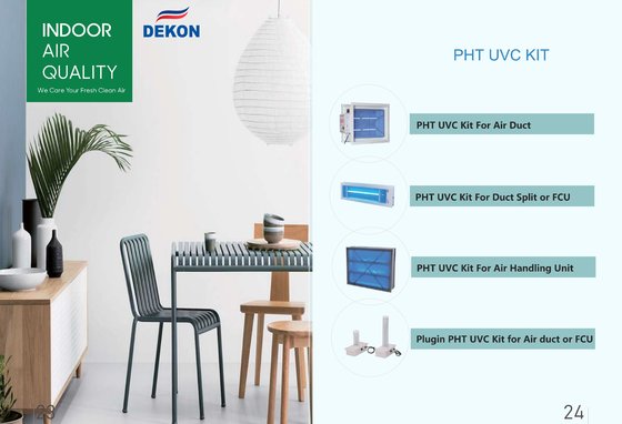 UV lamp installed kit, PHT UVC Kit for fan coil units installed on air return box help kill virus and baterial
