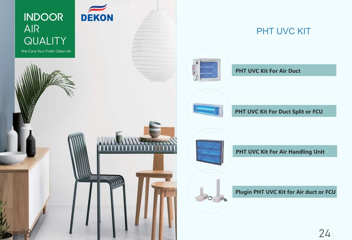 UV lamp installed kit, PHT UVC Kit for fan coil units installed on air return box help kill virus and baterial