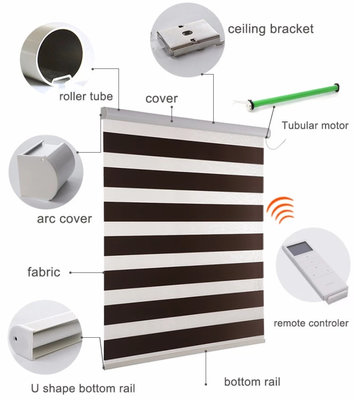 100% polyester zebra blind components motorized for windows customized