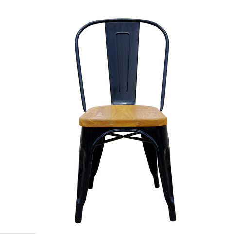 Vintage China Metal Tolix Chair with Wood Seat Cushion