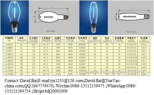 MERCURY Lamps SODIUM AND HWL LAMPE JTT LAMP
