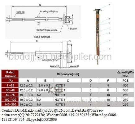 33kV K &T Type 8A Solid Button Head Explusion Fuse Element Link For Drop out Fuse