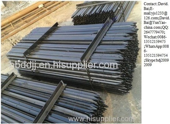 factory direct galvanized or black bitum coated 6' star picket Y fence post