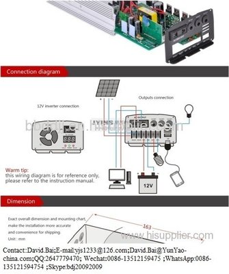 300W 12v dc to ac 110v/220v solar power inverter with solar charge controller