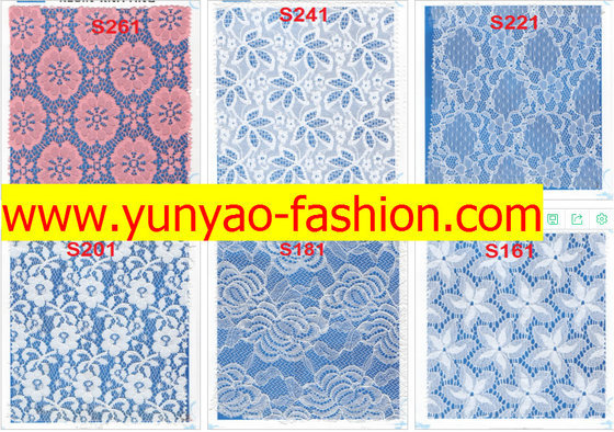 fancy flower design nylon stretch lace fabric dress white lace fabric