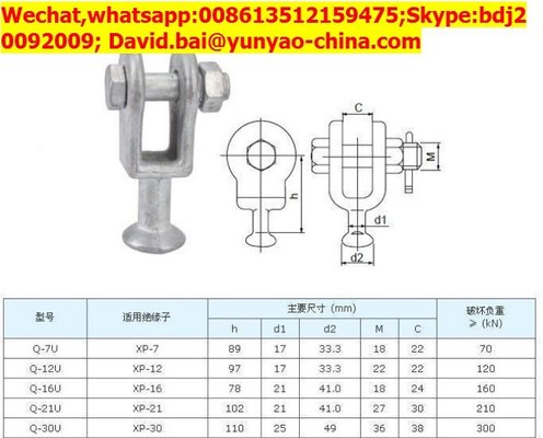 Hot-dip Galvanized electric fittings Q type ball clevis
