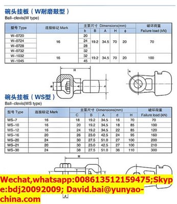 W type socket clevis eyes