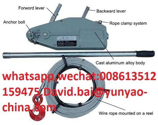 Lever Pulley Block Wire Rope Pulling Hoist Wire Rope Winch Rated Load Lifting Capacity 5.4 Ton