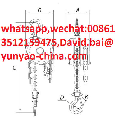 Standard Lifting Height 2.5-3m Capacity 0.5t - 50t Chain Hoist Lifting Chain Number 1, 2, 4, 8