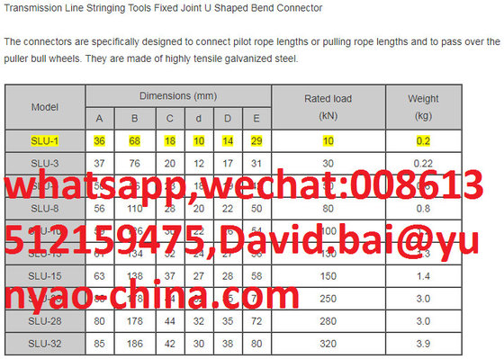 Transmission Line Stringing Tools Fixed Joint U Shaped Bend Connector