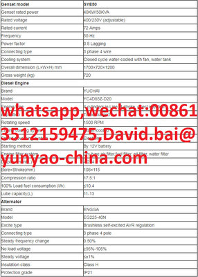 0KW / 50KVA Transmission Line Stringing Tools Yuchai Diesel 3 Phase Generator