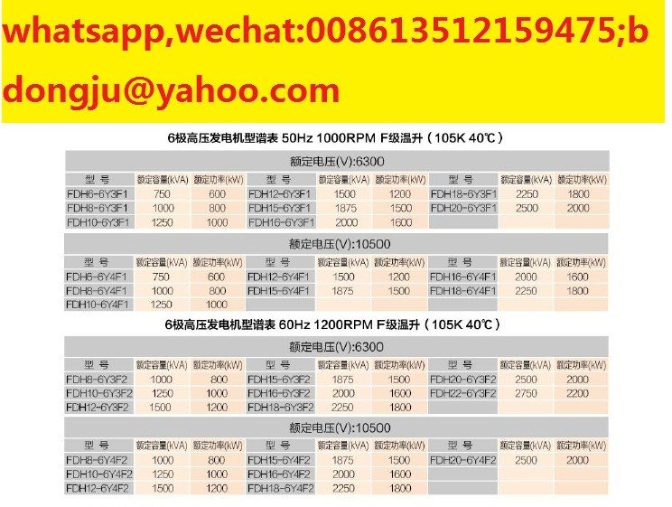 6 Pole High Voltage industrial Alternator from chinese factory