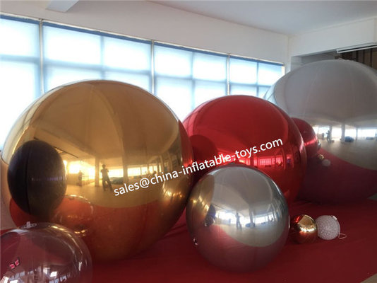 Decorative Inflatable Mirror Ball With Yellow Mirror Cloth Events Use