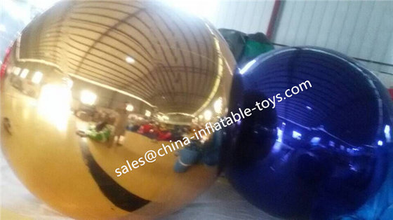 Decorative Inflatable Mirror Ball With Yellow Mirror Cloth Events Use