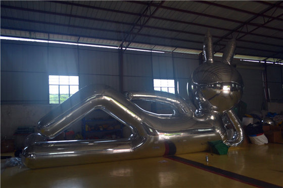 Event Show Inflatable Huge Mirror Cloth Inflatable Rabbit Silver