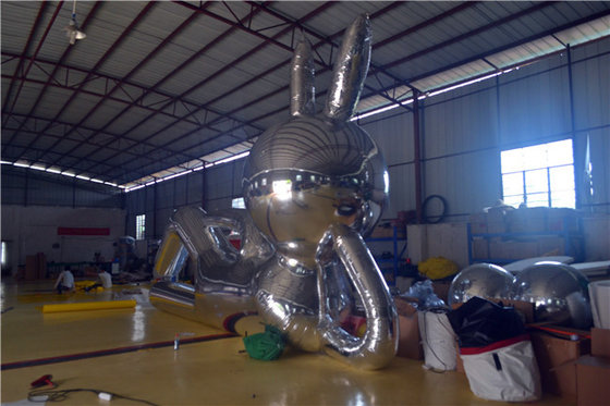 Event Show Inflatable Huge Mirror Cloth Inflatable Rabbit Silver
