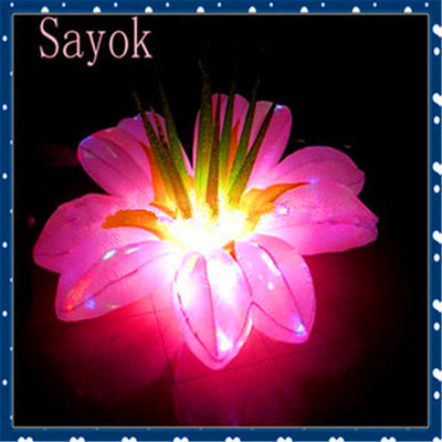 Pink Environmental Inflatable Flower With LED Lighting For Water Park