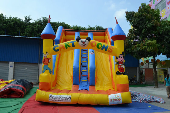 0.55mm PVC Fireproof Tarpaulin Commercial Inflatable Slide Yellow