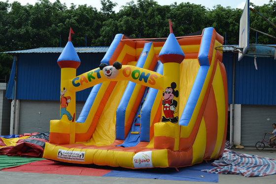 0.55mm PVC Fireproof Tarpaulin Commercial Inflatable Slide Yellow