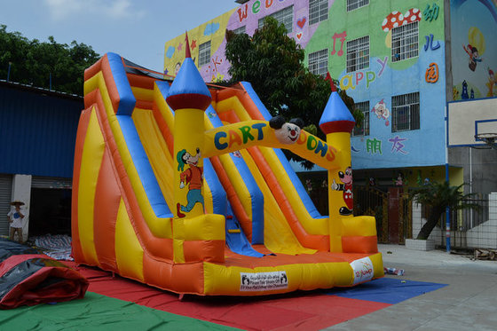 0.55mm PVC Fireproof Tarpaulin Commercial Inflatable Slide Yellow