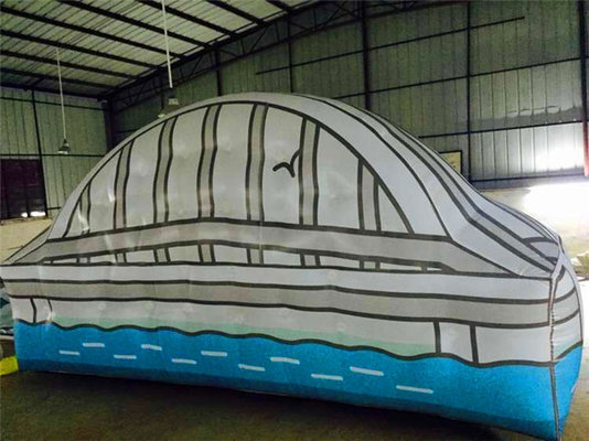 White / Blue Inflatable Advertising Products House Model Customized