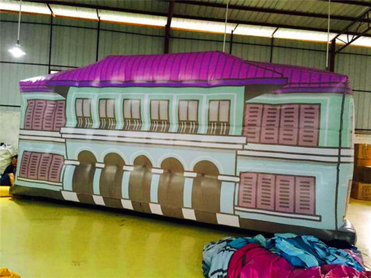 White / Blue Inflatable Advertising Products House Model Customized