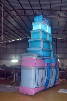 Red Inflatable Fun House Double - Line Three Synchronization Sewed