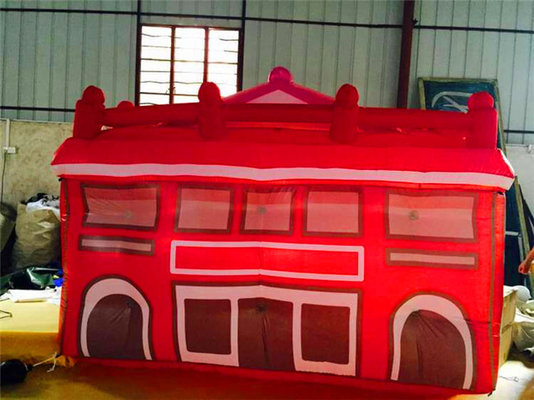 Red Inflatable Fun House Double - Line Three Synchronization Sewed