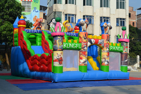 Outdoor Kungfu Panda Bouncy Castle Obstacle Course Inflatable Sport Games For Kindergarden