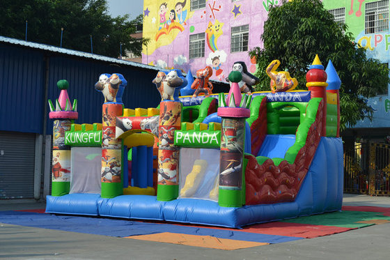Outdoor Kungfu Panda Bouncy Castle Obstacle Course Inflatable Sport Games For Kindergarden