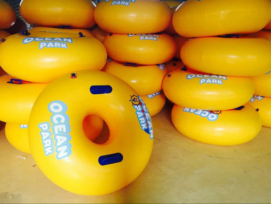 Fun PVC Yellow Inflatable Swim Ring Inflatable Swimming Floats For Water Amusement Park