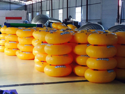 Fun PVC Yellow Inflatable Swim Ring Inflatable Swimming Floats For Water Amusement Park