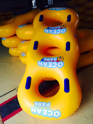 Yellow PVC Inflatable Water Toys Small Swimming Ring For Three People