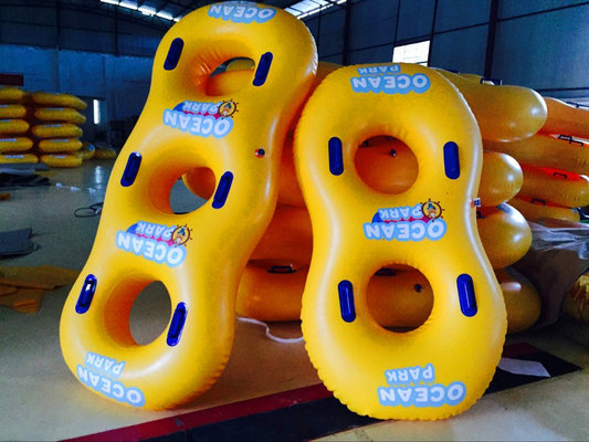 Yellow PVC Inflatable Water Toys Small Swimming Ring For Three People