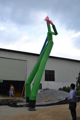 Commerical Exhibition Inflatable Air Dancer Slim Green Fire Resistance